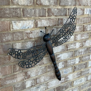 Large 23” Over-sized Metal Dragonfly Wall Art Display Garden Yard Tree ...