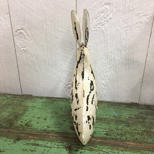Cute Distressed Metal Rabbit Statue Figurine Folk Art Farmhouse Shic ...