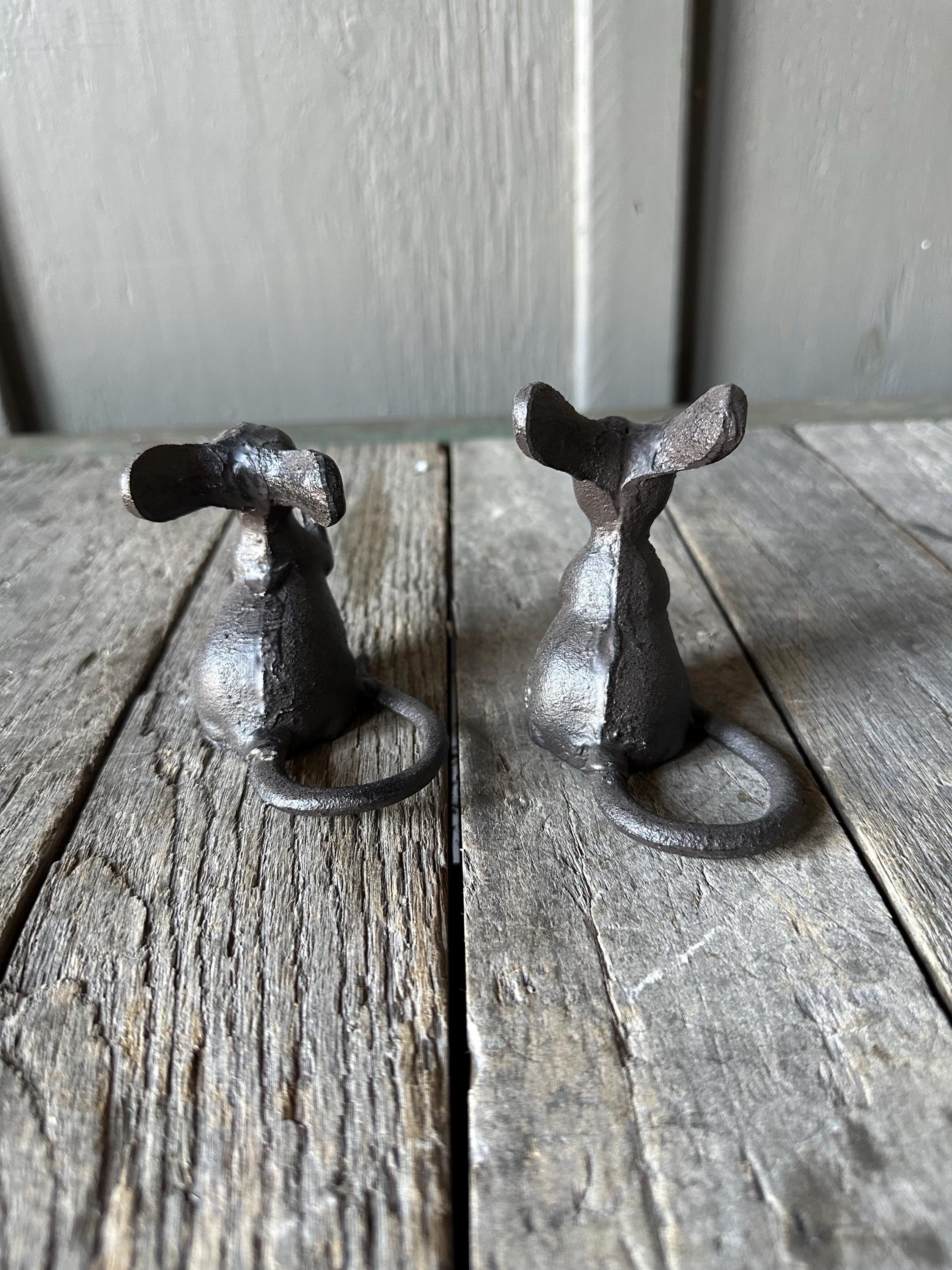 Pair of Mice - Set of 2 Cast Iron Mice Paperweight Statue Shelf Art ...