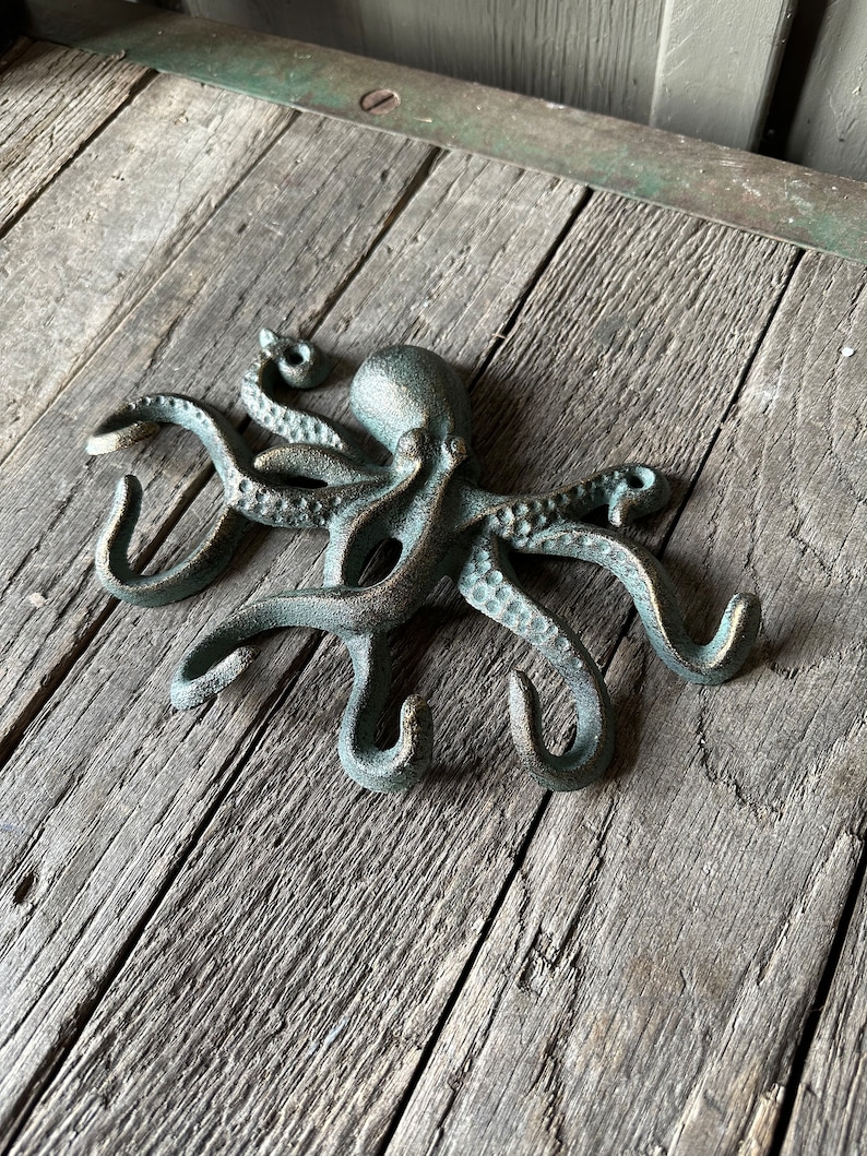 Large Octopus Cast Iron Wall Hanger Hook - Etsy