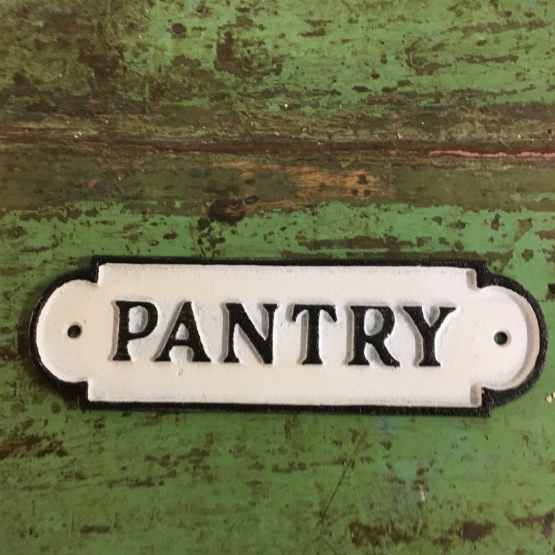 Vintage Aged Victorian Black White CAST IRON Sign Pantry - Etsy