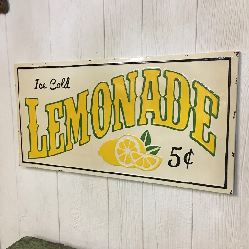 Large Ice Cold Lemonade Metal Sign Vintage Style Stand General | Etsy