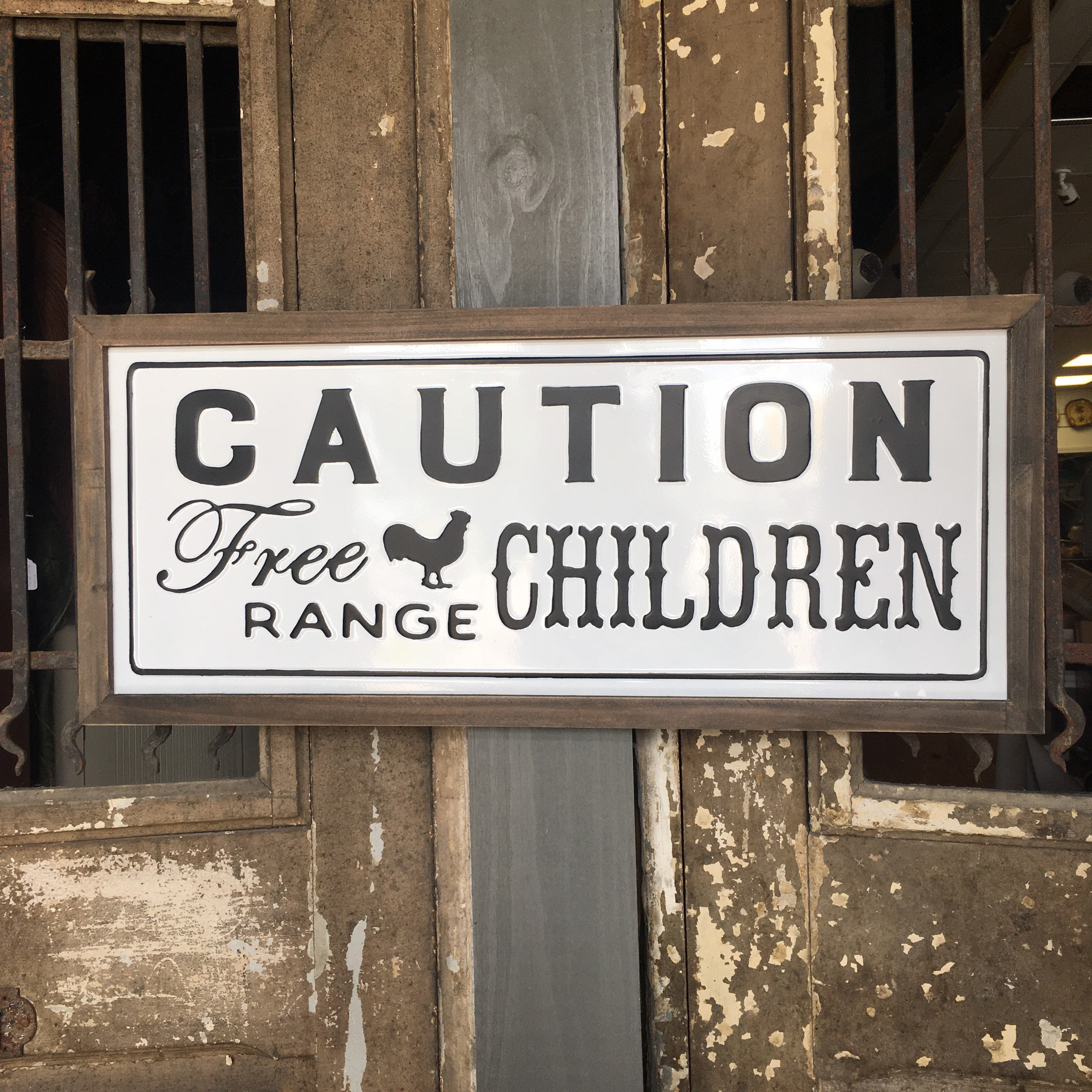 Caution Free Range Children Funny Metal & Wood Sign Farmhouse | Etsy