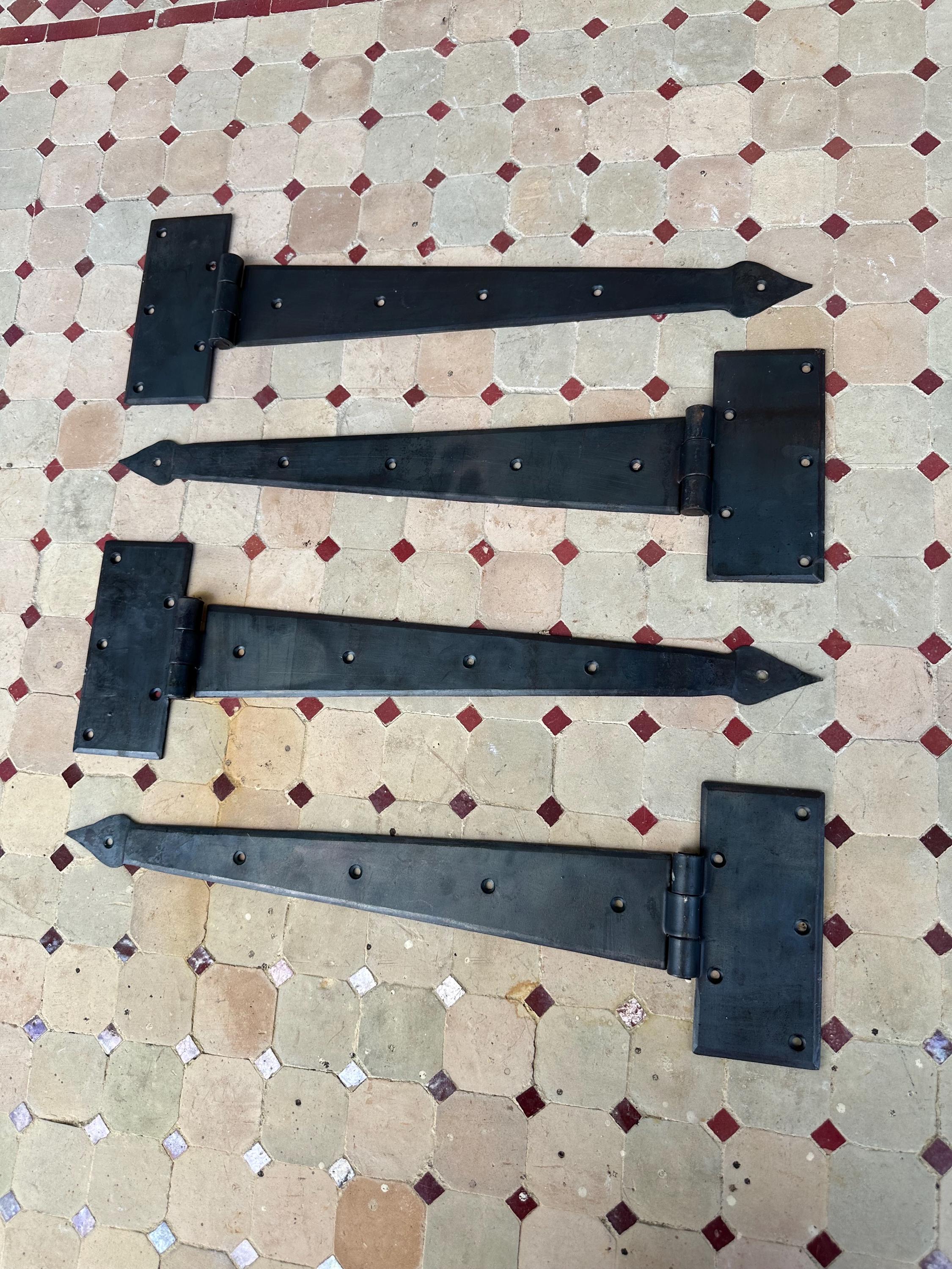 Set of 4 LARGE HINGES - Strap Hinge, T Hinge, 18" Long, Hand Forged ...