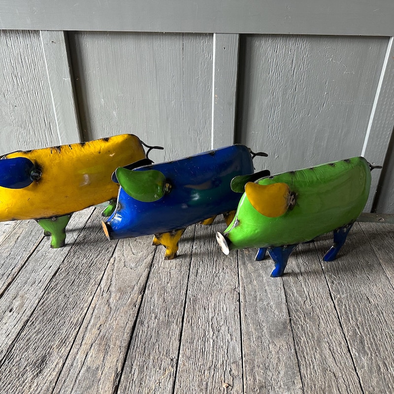 Metal Pig Garden Statue - Etsy