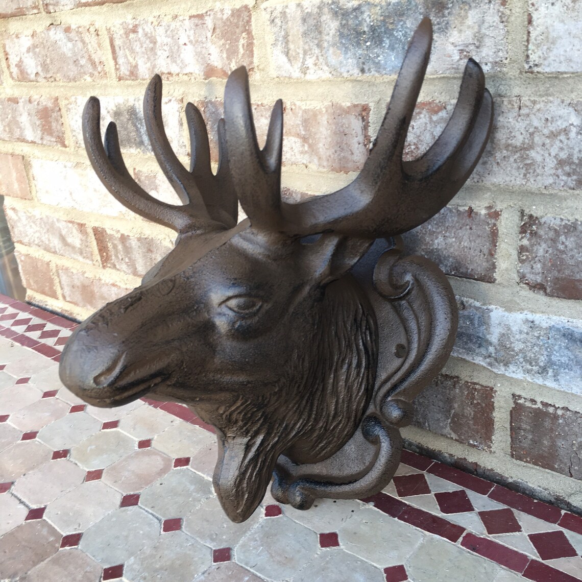 Cast Iron Moose Head Wall Mount Elk Deer Venison Rustic Cabin | Etsy