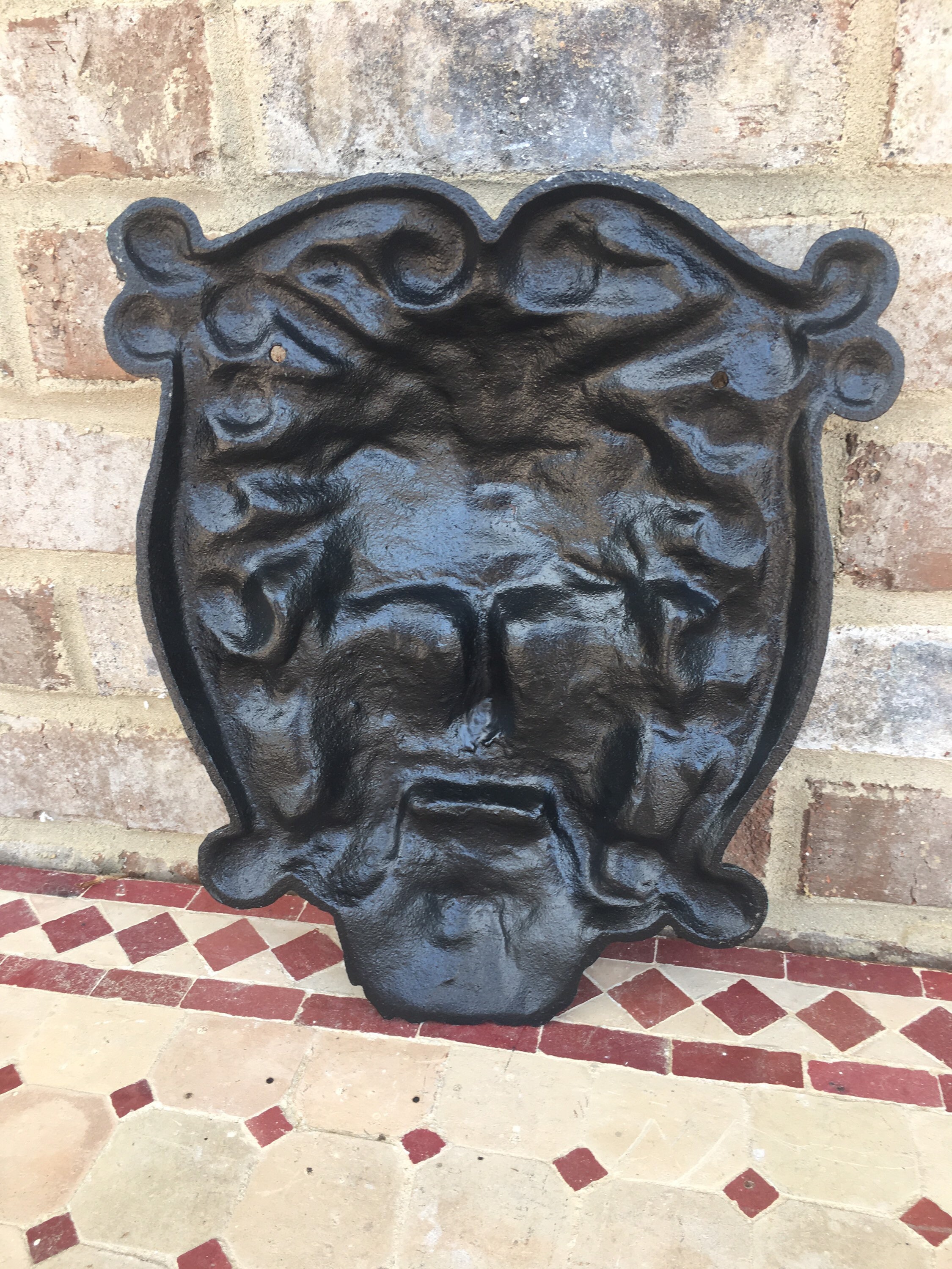 Large Cast Iron Celtic Man Face Plaque Gothic Medieval Rustic Weathered ...