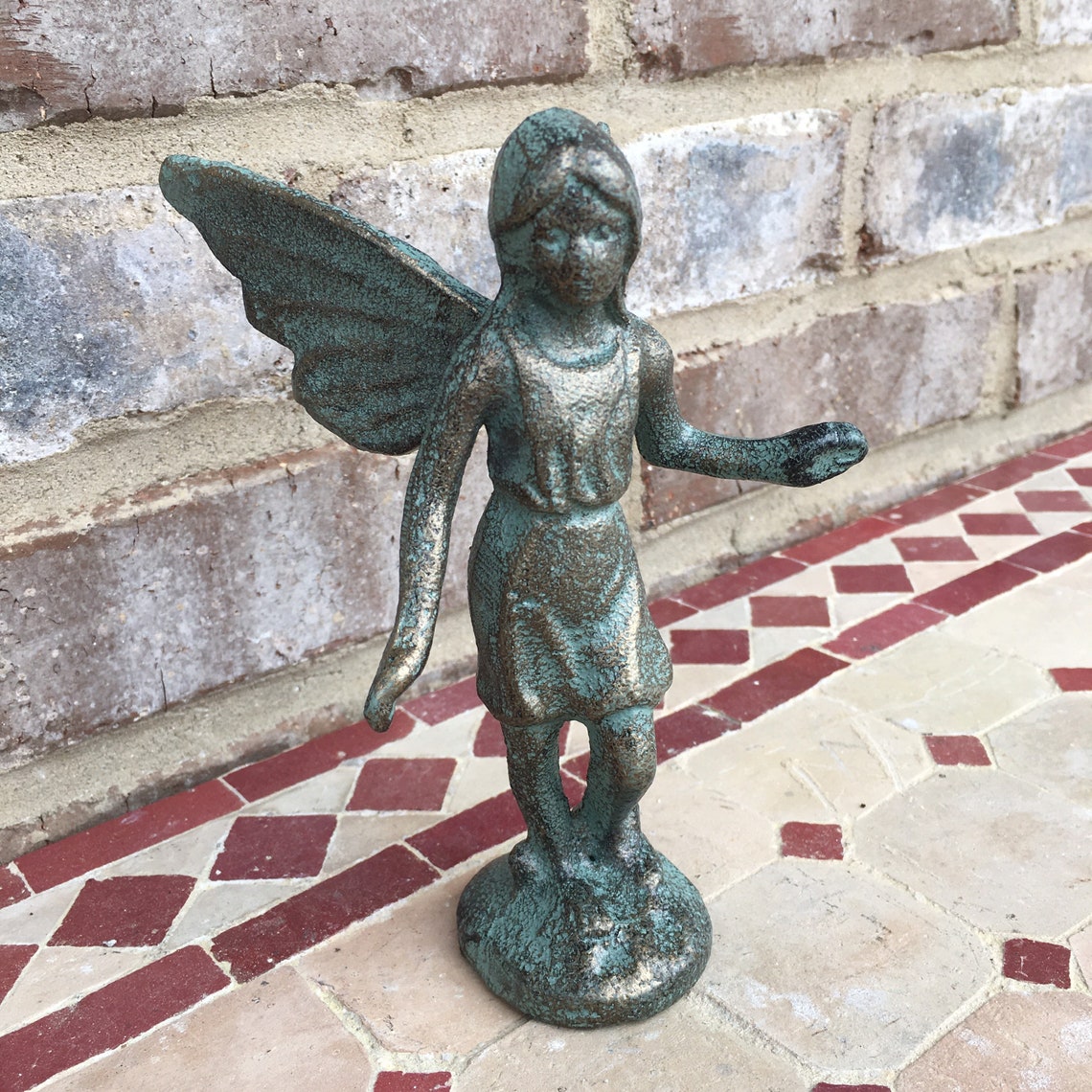 6 Cast Iron Verdigris Green Fairy Statue Angel Wings Antiqued - Etsy
