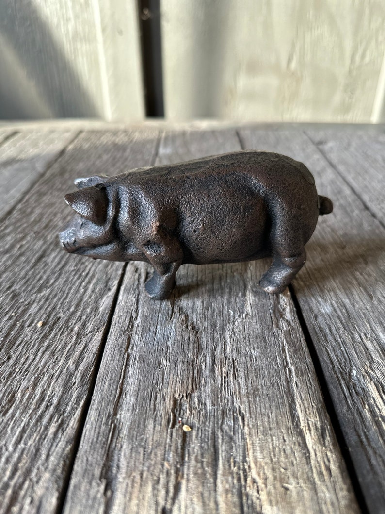 Small 5 Cast Iron Pig Statue Figurine Paperweight Art - Etsy