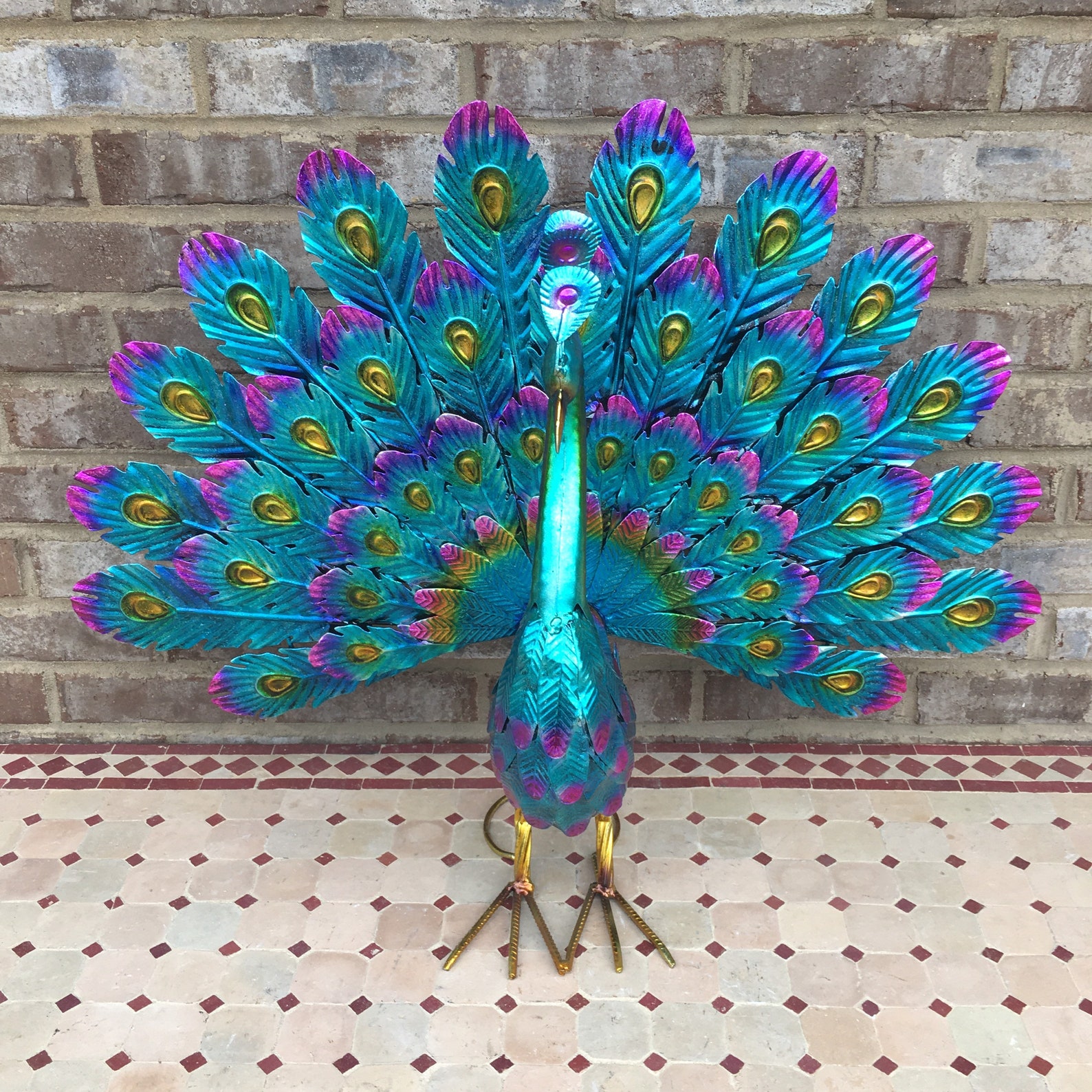 Beautiful Large Metal Peacock Statue Sculpture Garden Yard Art Home ...