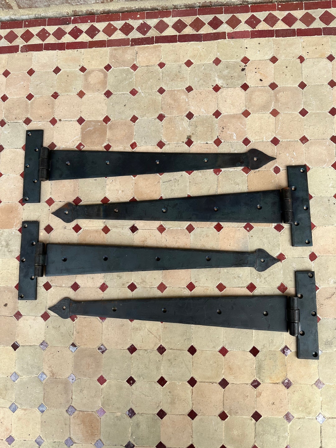 Set of 4 LARGE HINGES - Strap Hinge, T Hinge, 18" Long, Hand Forged ...