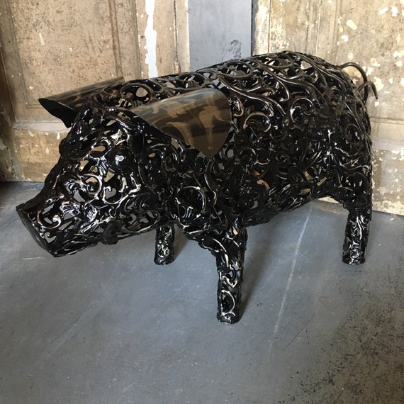 Large Metal Filigree Style Pig Statue Art Sculpture 30 X 16 - Etsy