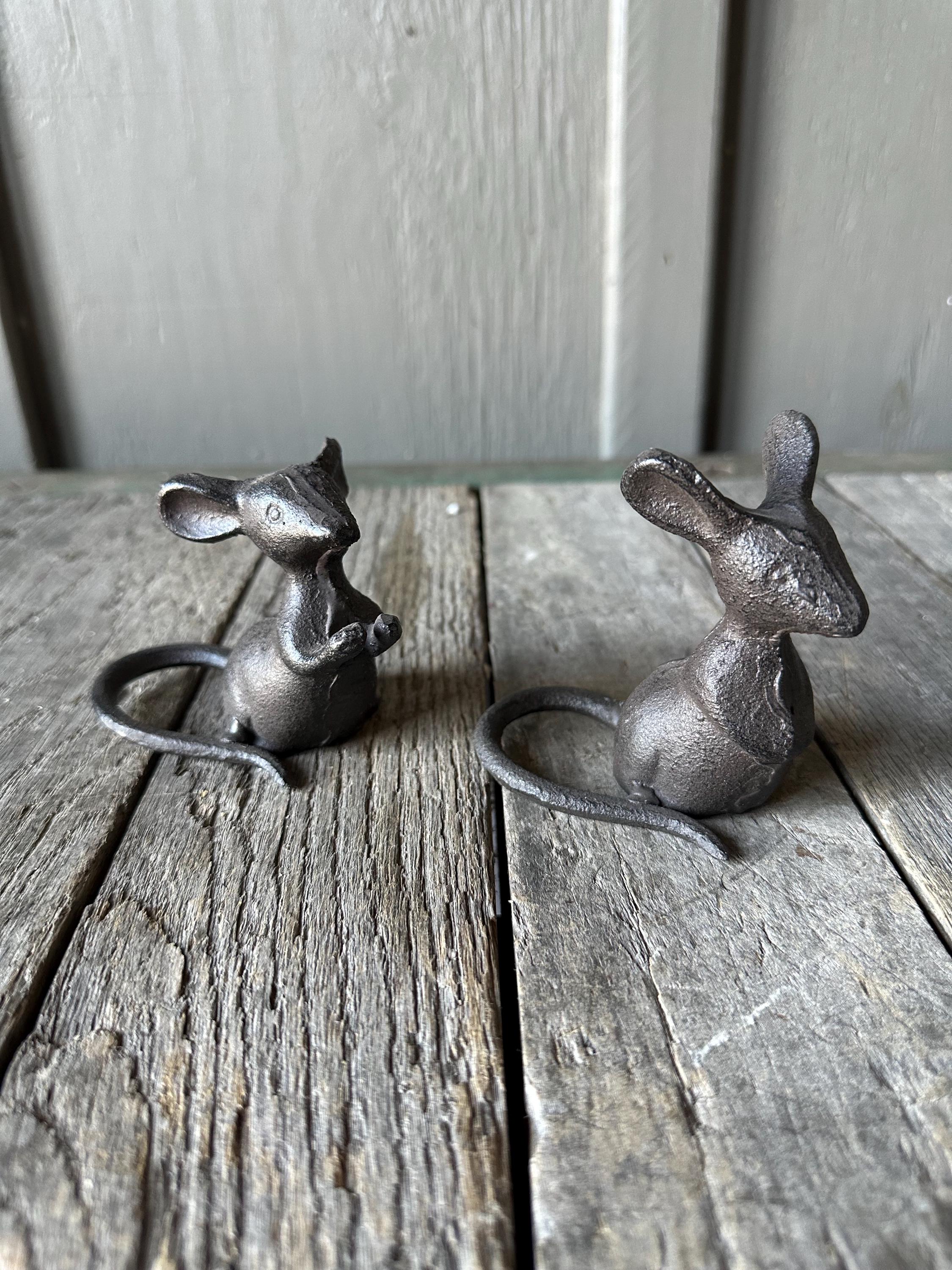 Pair of Mice - Set of 2 Cast Iron Mice Paperweight Statue Shelf Art ...