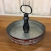 Rustic Round Galvanized Metal Tray W/ Center Handle Farmhouse Display ...