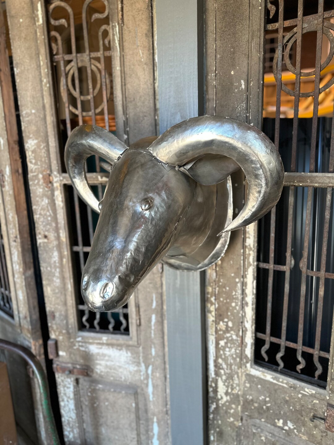Huge Metal Rams Head Wall Mount Goat Sheep Horns - Etsy