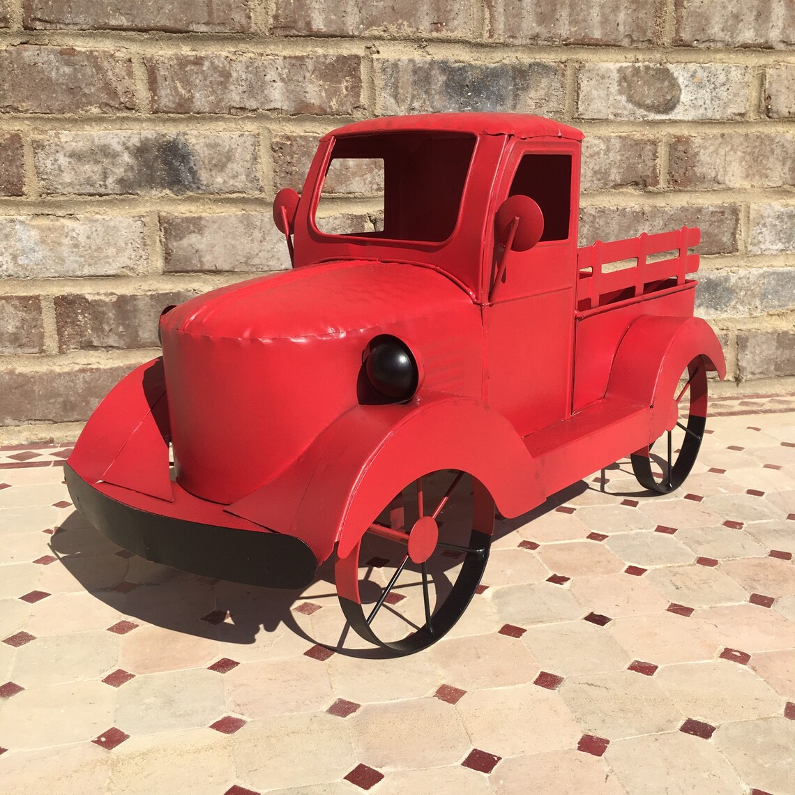 Large Red Metal Truck Display Christmas Fall Planter Holder Porch - Etsy