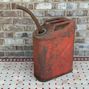 Antique Metal Jerry Can USMC 20 Red Fuel Gasoline Military Memorabilia ...