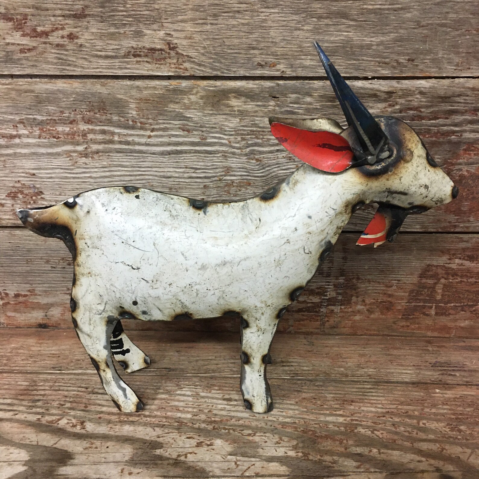 Cute Hand-Made Metal Goat Statue Figurine Folk Art Farmhouse | Etsy