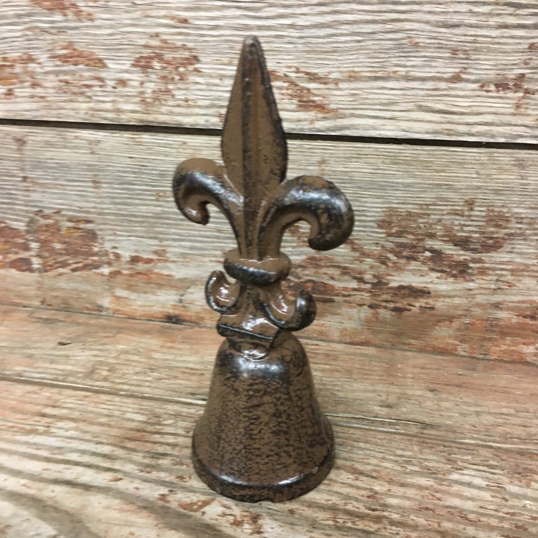Fleur De Lis Cast Iron Hand Bell Small NOLA French Cross - Etsy
