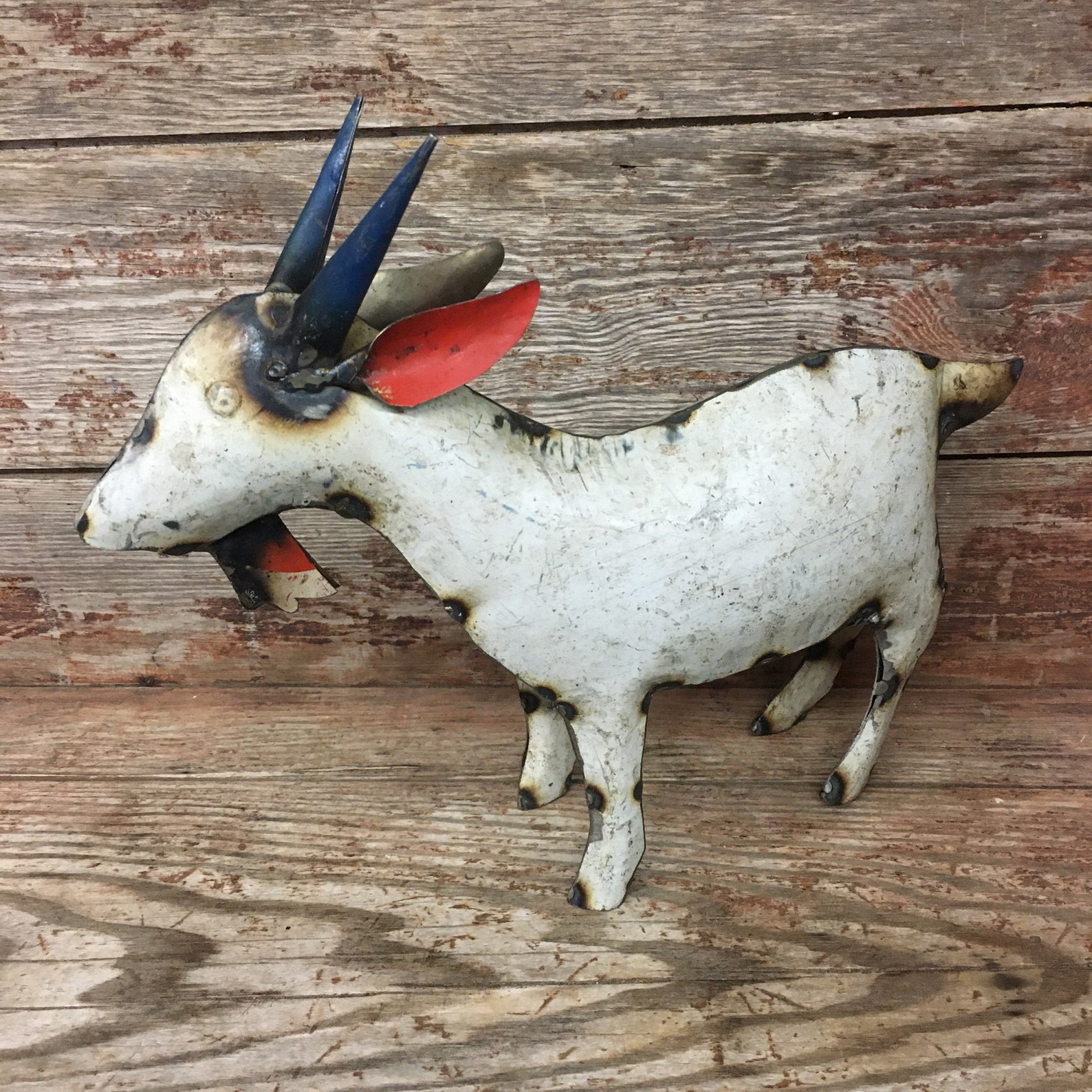 Cute Hand-Made Metal Goat Statue Figurine Folk Art Farmhouse | Etsy