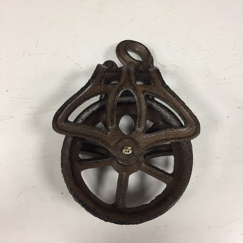 Cast Iron Pulley Wheel Hoist Trolley Farmhouse Decor Rustic Antique ...