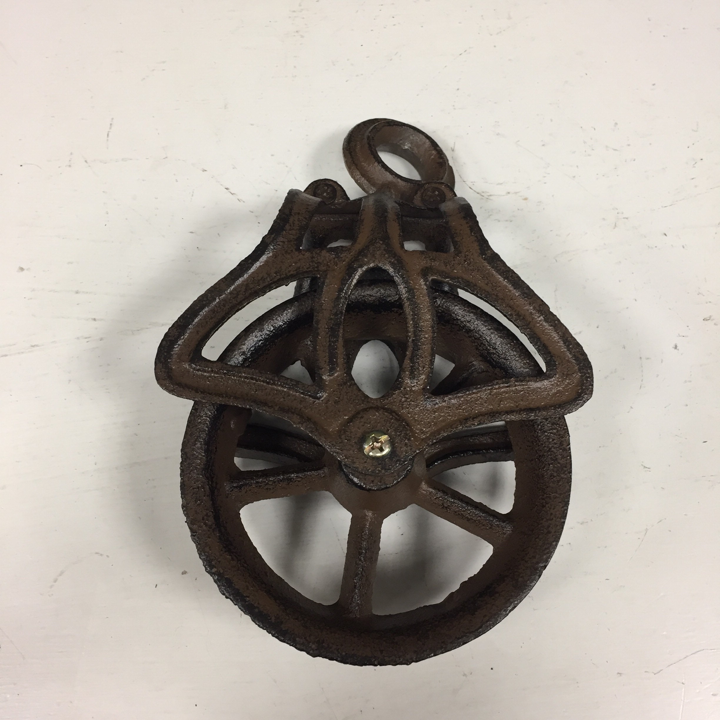 Cast Iron Pulley Wheel Hoist Trolley Farmhouse Decor Rustic Antique ...