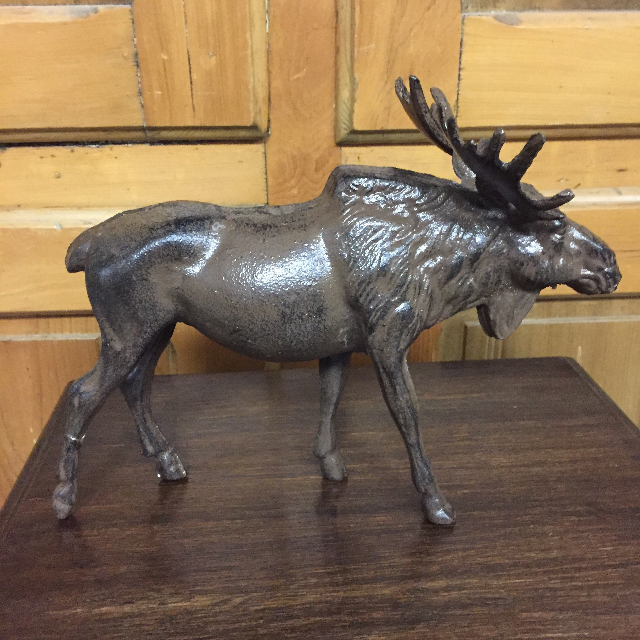 Cast Iron Moose Statue Figure Art Doorstop Elk Cabin Lake Home Decor ...