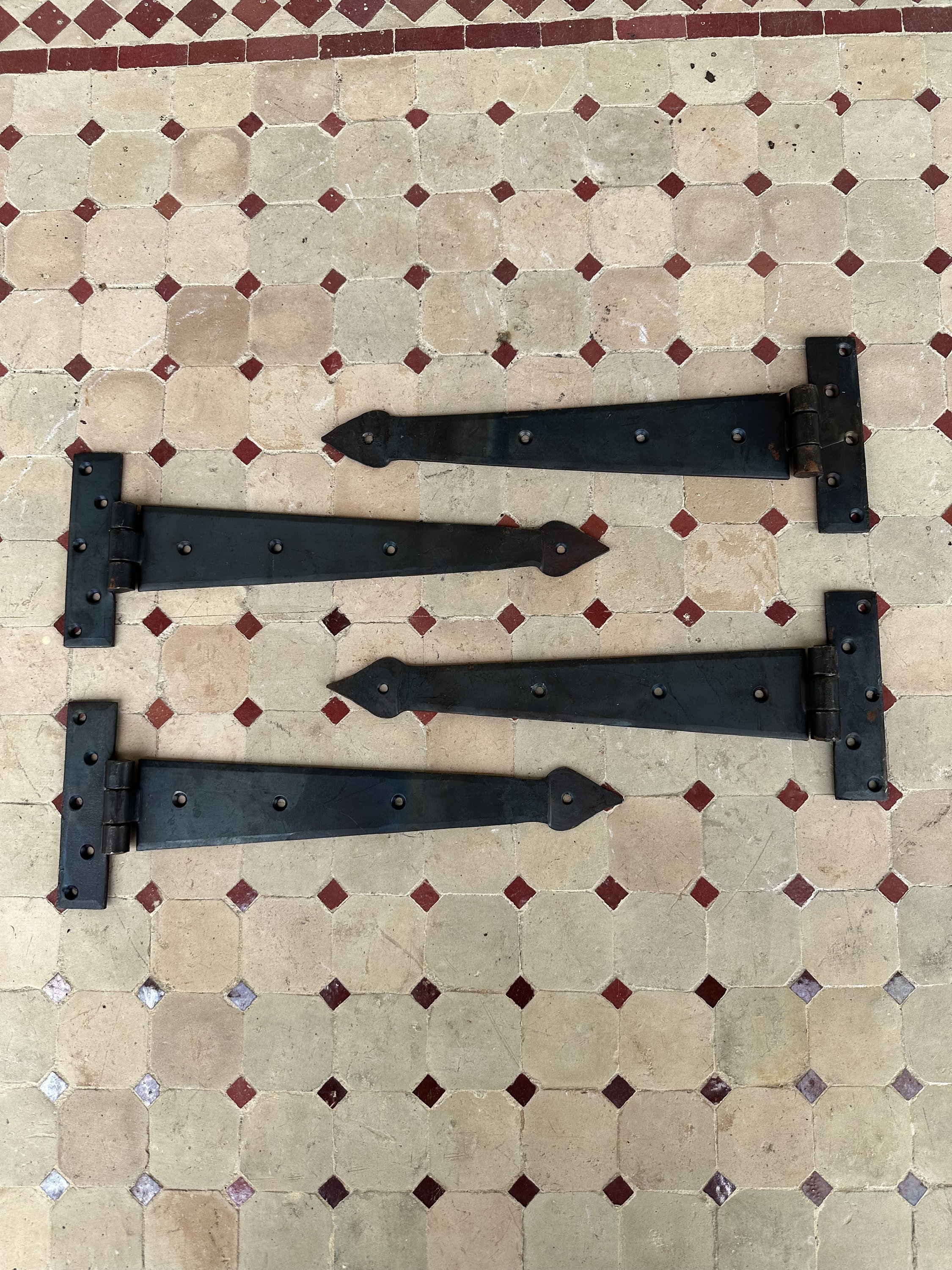 Set of 4 LARGE HINGES - Strap Hinge, T Hinge, 12" Long, Hand Forged ...