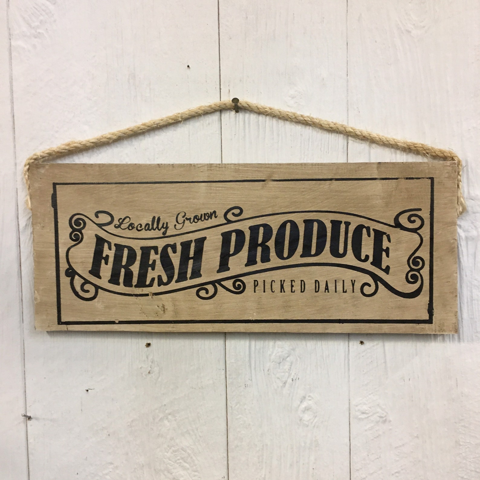 Locally Grown Fresh Produce Handmade Wooden Sign 20x8 Wall | Etsy