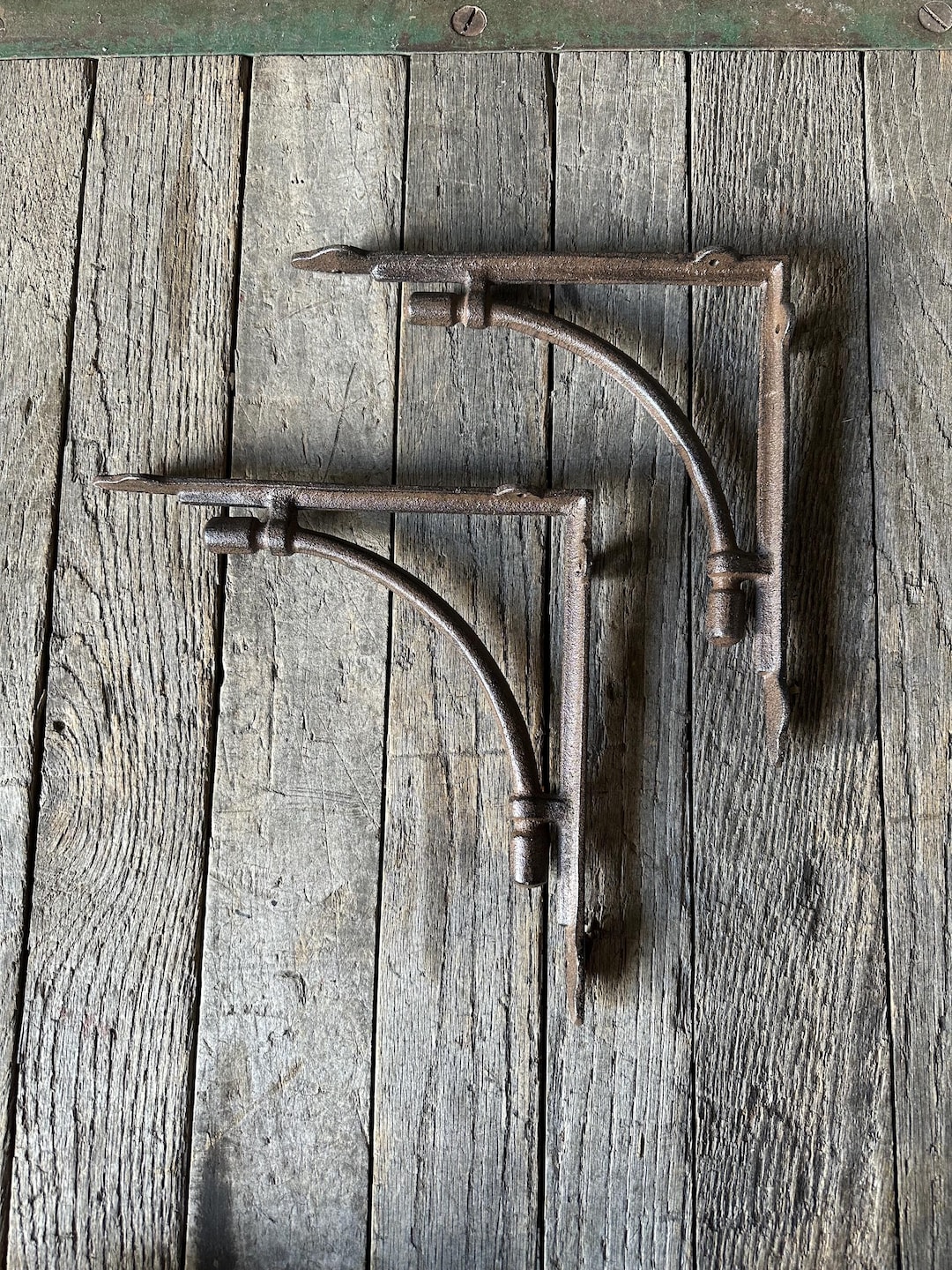 Pair Set of 2 Large Cast Iron Shelf Brackets Braces Rustic General ...
