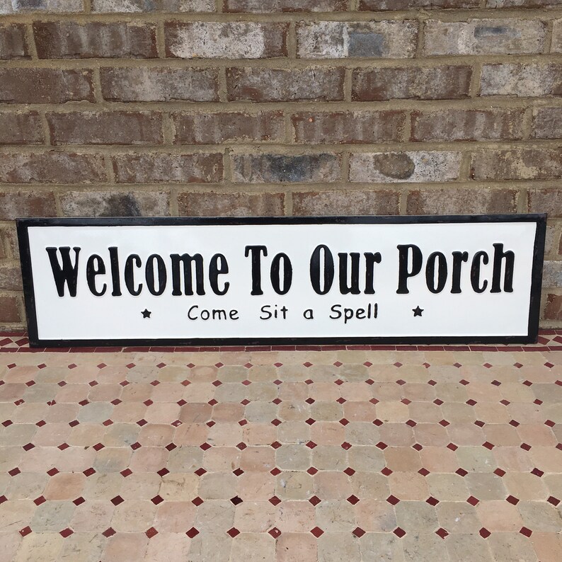 36x9 Welcome to Our Porch Hanging Metal Sign Embossed - Etsy