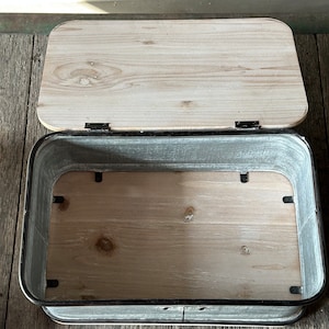 Set of 2 - Wood & Galvanized Metal Boxes With Lids, Handles, and Latch ...