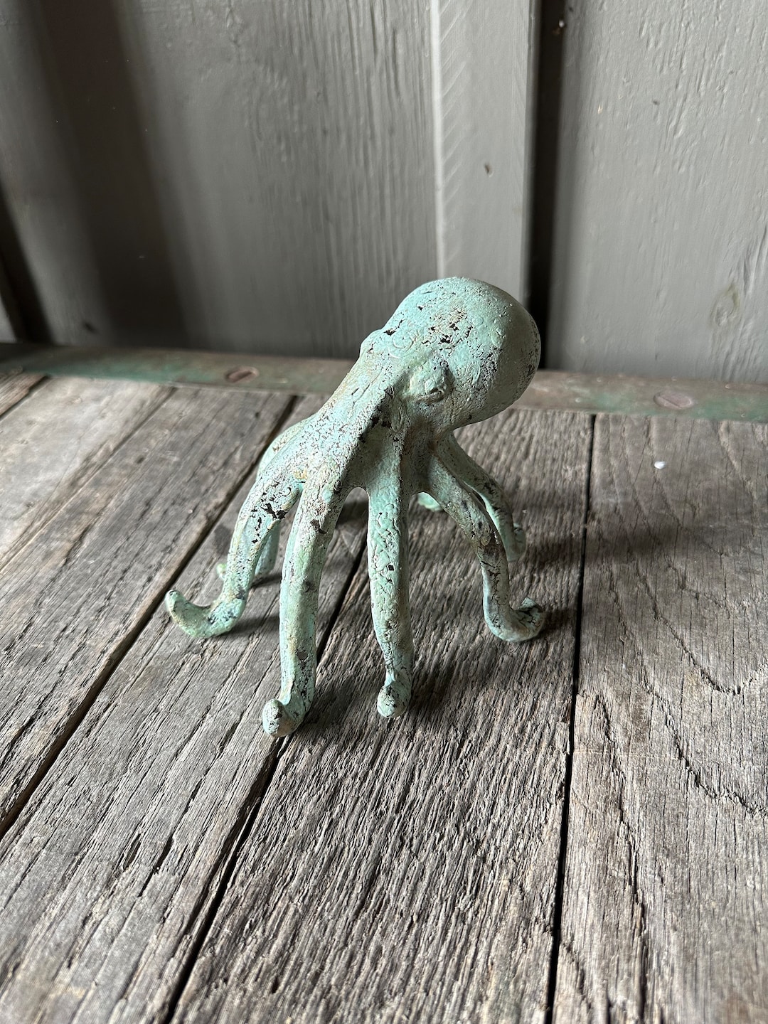 Cast Iron Octopus Statue Paperweight Phone Stand Holder Beach House ...