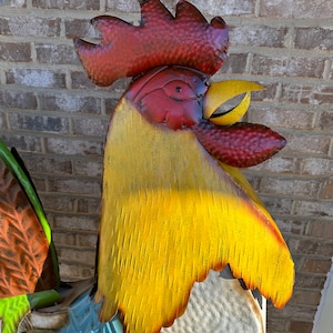 GIANT 5 Ft Tall Rooster Metal Statue Garden Art Yard Chicken - Etsy