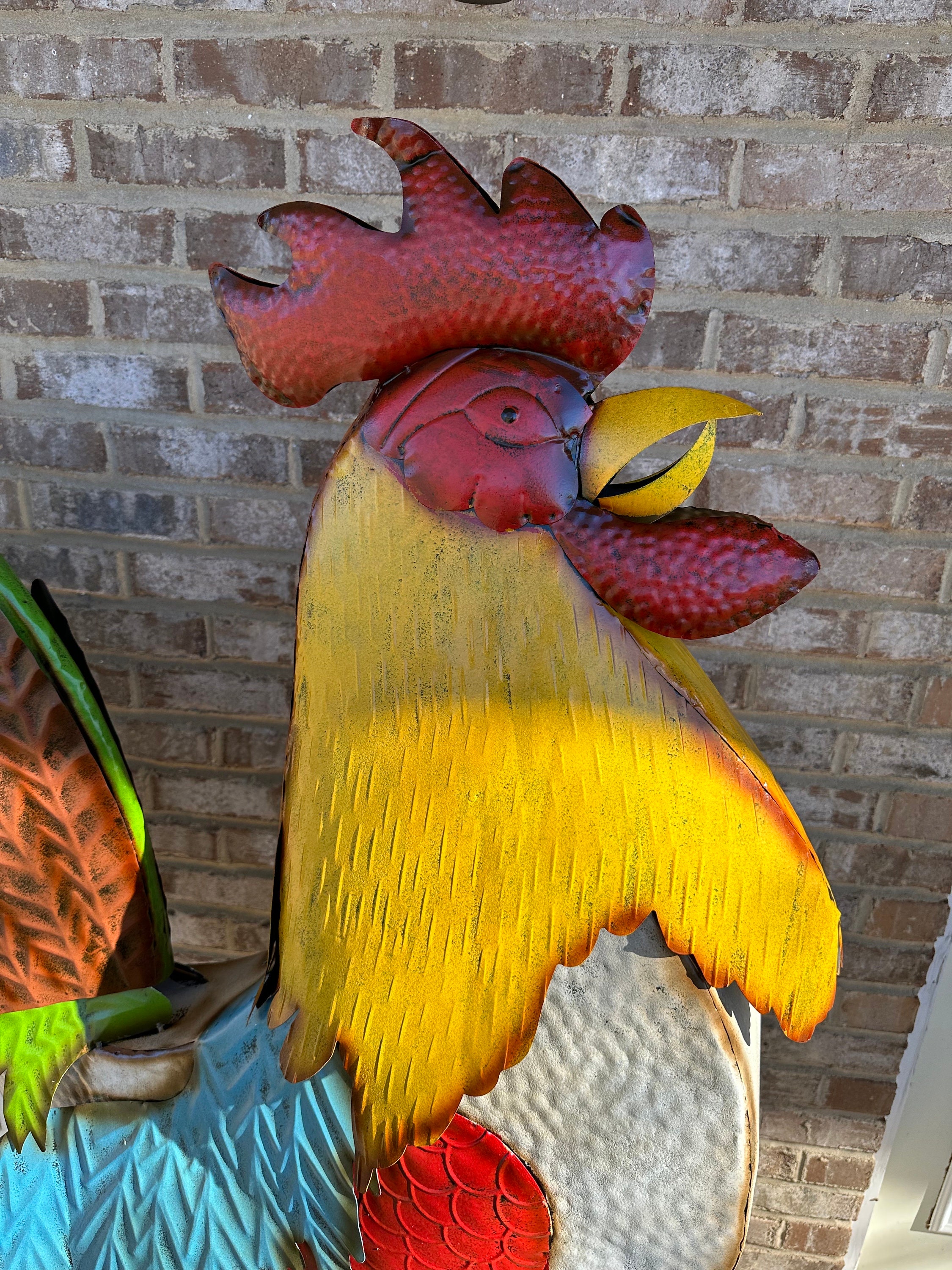 GIANT 5 Ft Tall Rooster Metal Statue Garden Art Yard Chicken - Etsy