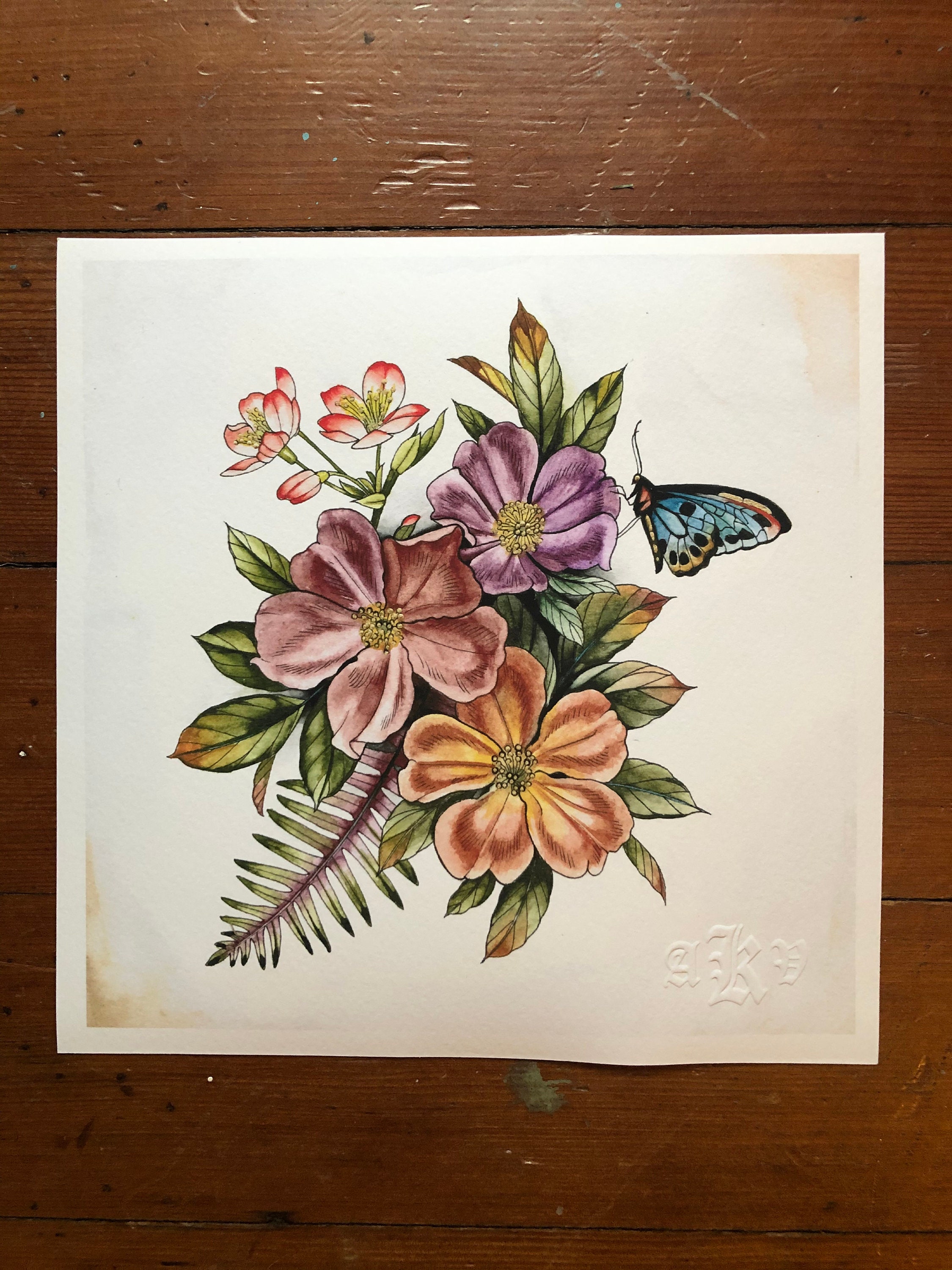 Wild Roses and Moth - Etsy