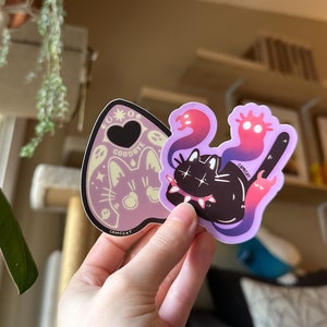 Spooky Kitties Halloween Sticker Set, Cute Demon Ghost Cat Matte Vinyl ...