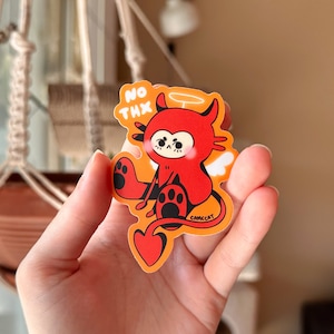 Cute Spooky Devil Sticker, Demon Illustration Matte Vinyl Sticker ...