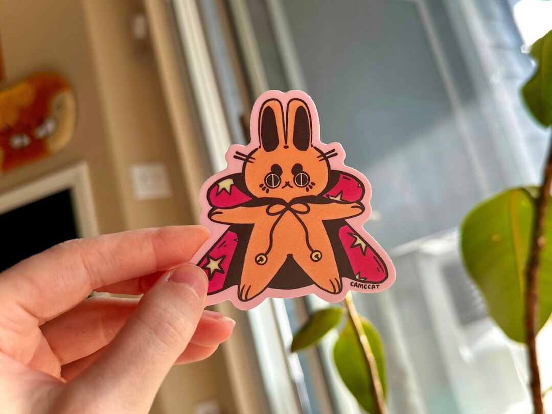 Wizard Bunny Magical Matte Vinyl Sticker, Cute Waterproof Rabbit Decal ...