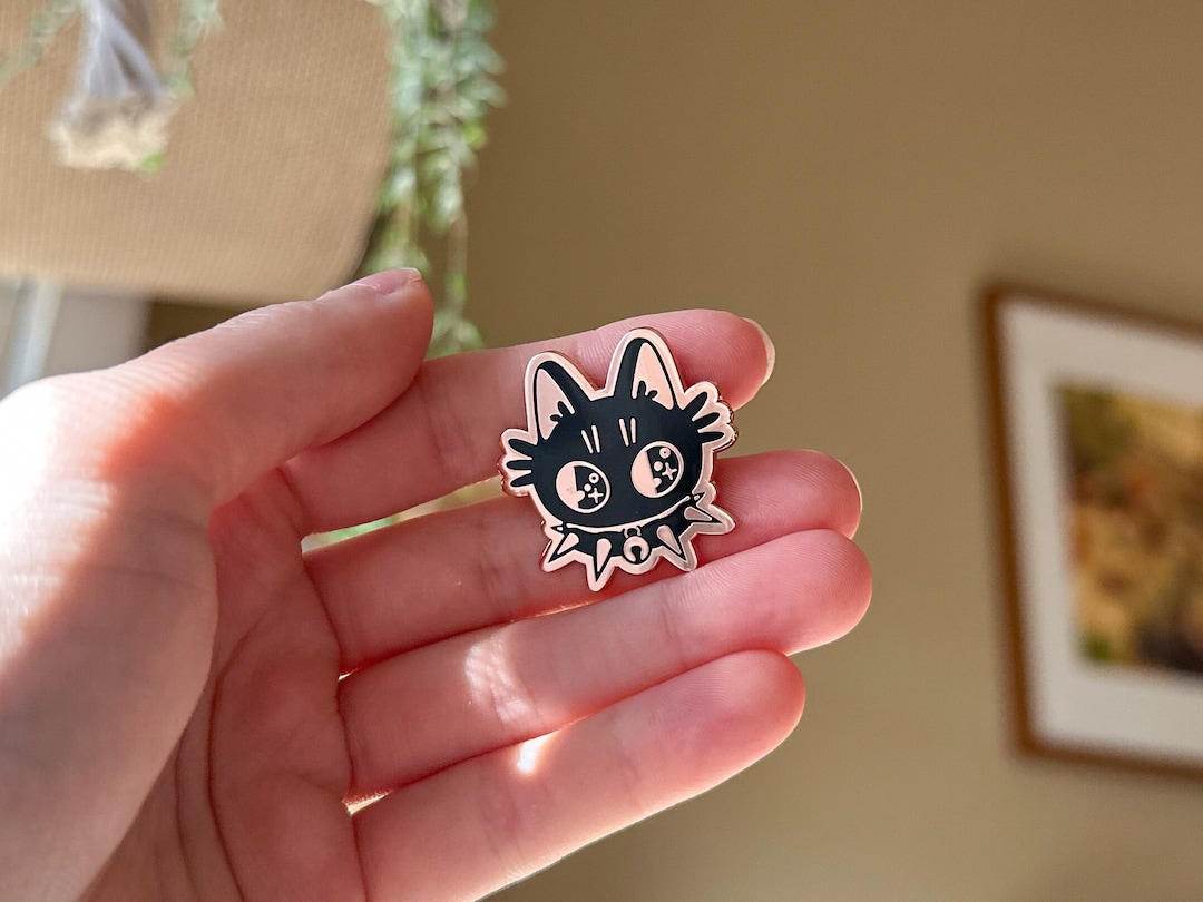 Punk Kitty Hard Enamel Pin, Cute Copper Plated Cat Lapel Badge, Kawaii ...