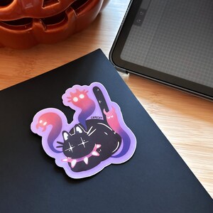 Spooky Kitties Halloween Sticker Set, Cute Demon Ghost Cat Matte Vinyl ...