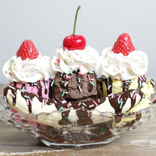 Faux Banana Split Ice Cream Sundae Fake Ice Cream Display Etsy