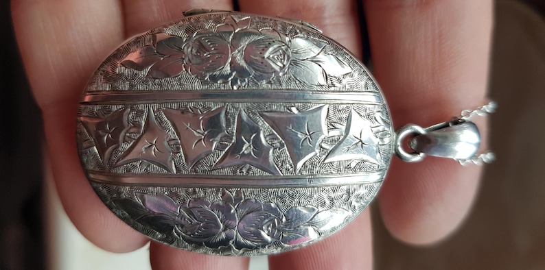 Antique Victorian Sterling Silver Aesthetic Ivy Leaf Locket Necklace ...