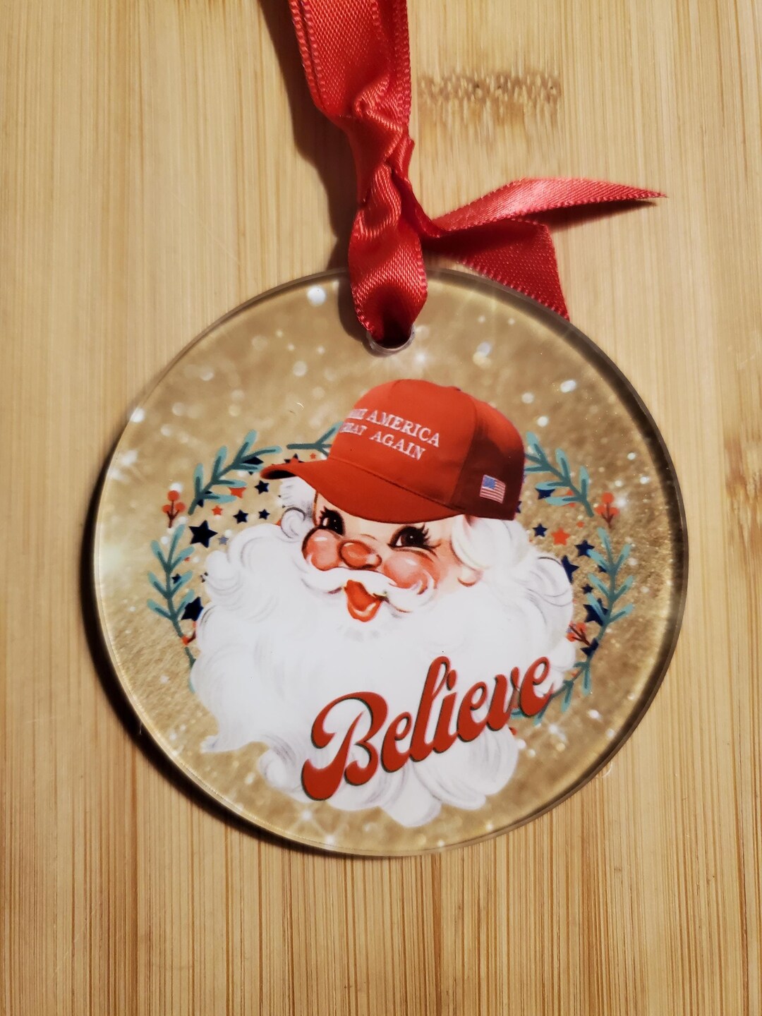 MAGA Santa Believe Acrylic Ornament, Double Sided Print | President ...