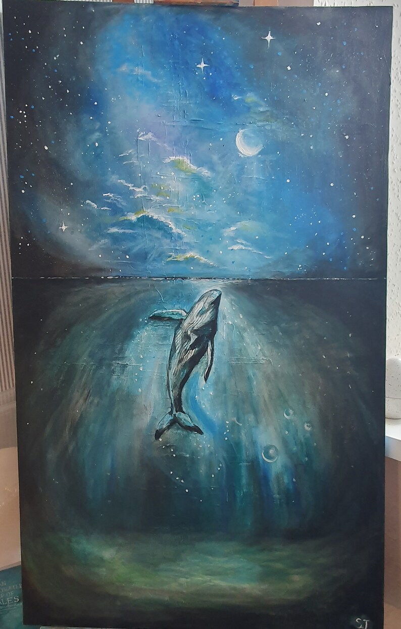 Magical Humpback Whale Original Painting, Acrylic on Canvas, Large - Etsy