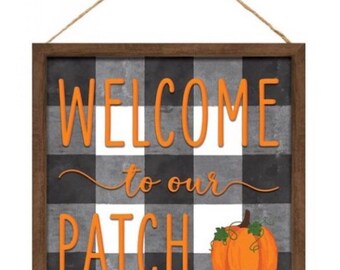 Welcome to Our Patch Pumpkin Sign Personalized Little - Etsy