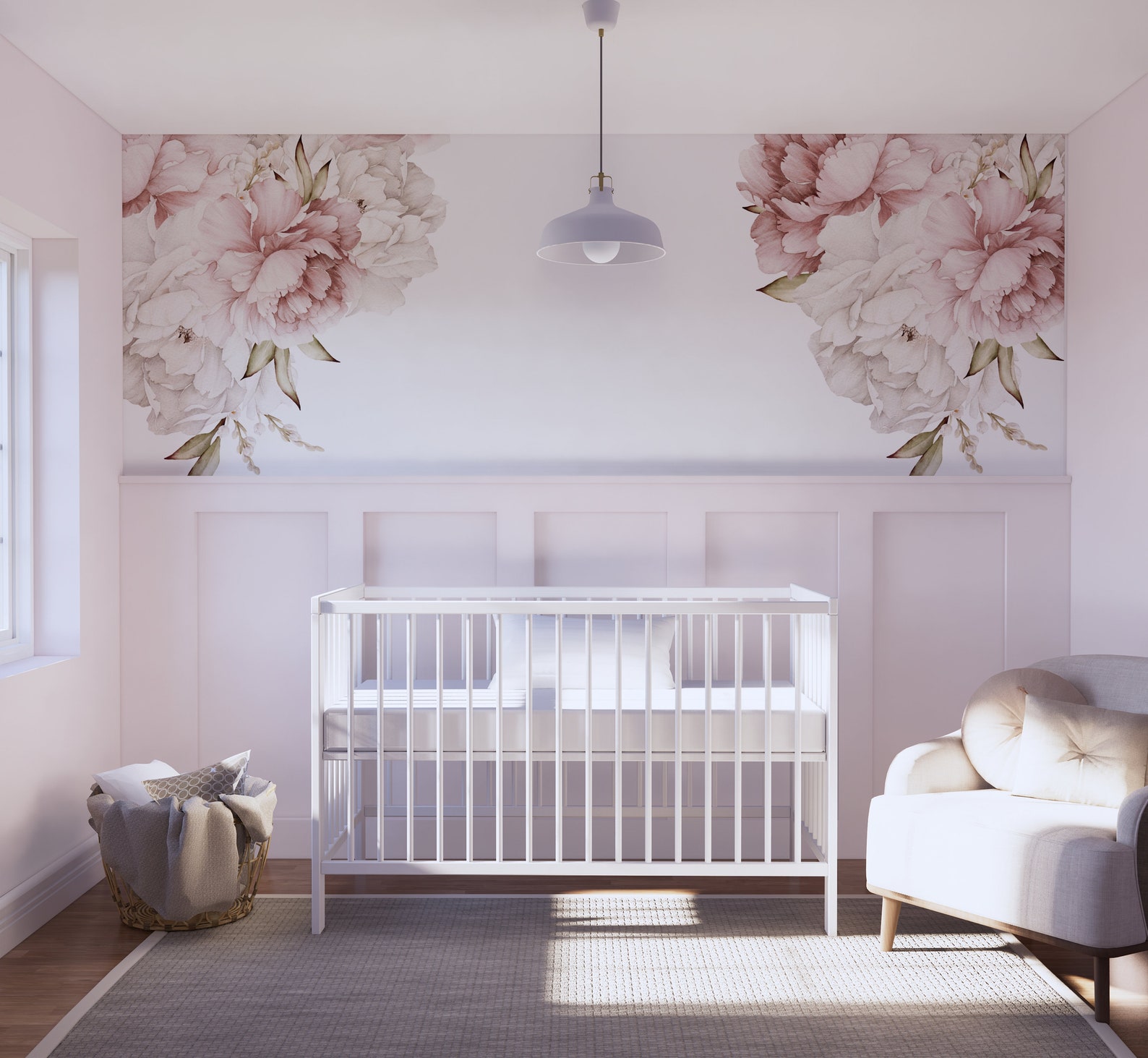 Sweet Pinky Peony Bouquet Decals D085 Nursery Floral Corner Decals for ...