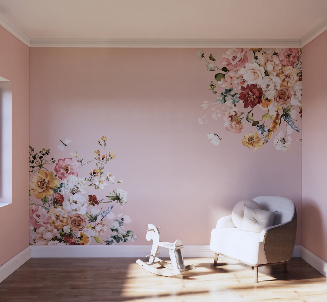 Floral Corner Wall Decals: Wild Garden Nursery Decor - Etsy