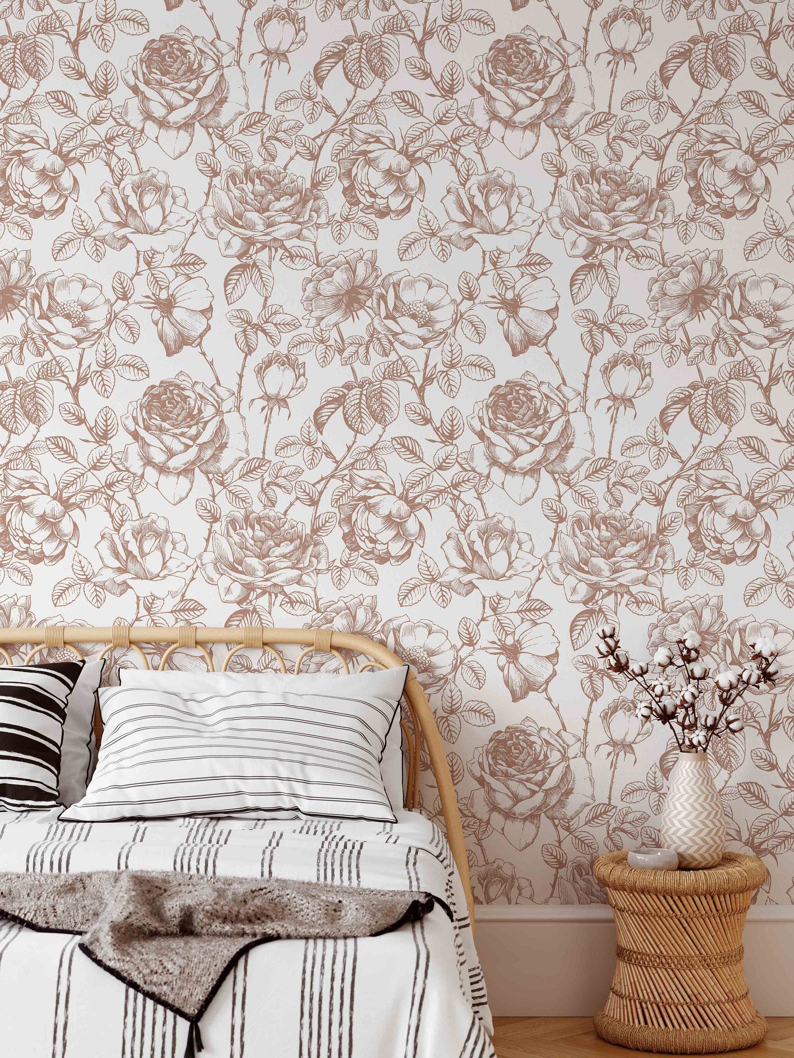 Boho Roses Wallpaper A177 Boho Peony Wallpaper Peel and Stick Removable ...