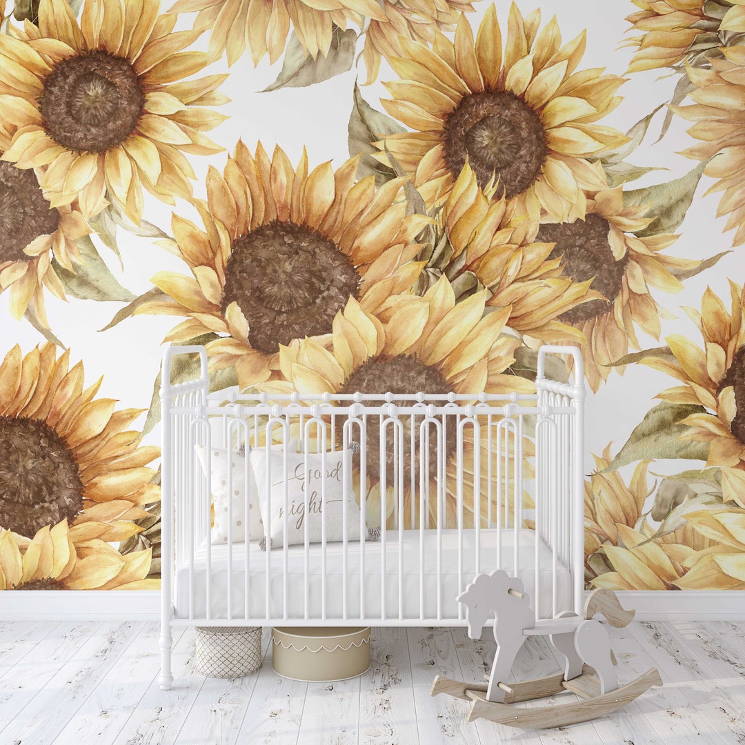 Boho Sunflowers Mural KM196 Self Adhesive Large Scale Wallpaper Floral ...